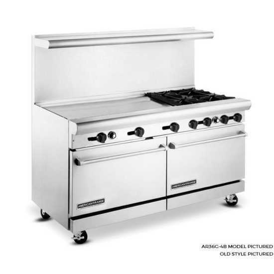 American Range AR-36G-4B-NG 60" 4 Burner & 36" Griddle Heavy-Duty Restaurant Range with 2 ...