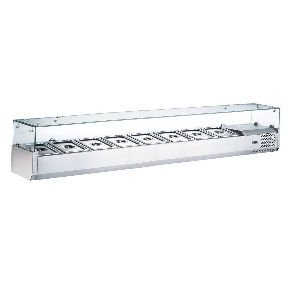 Coldline CTP70SG 71" Refrigerated 8 Pan Glass Top Cover Countertop Sal