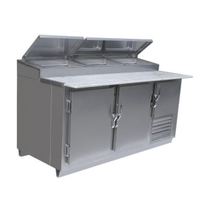 Universal Coolers SC-117-PPT 117" 3 1/2 Door Pizza Prep Table with 24 ...