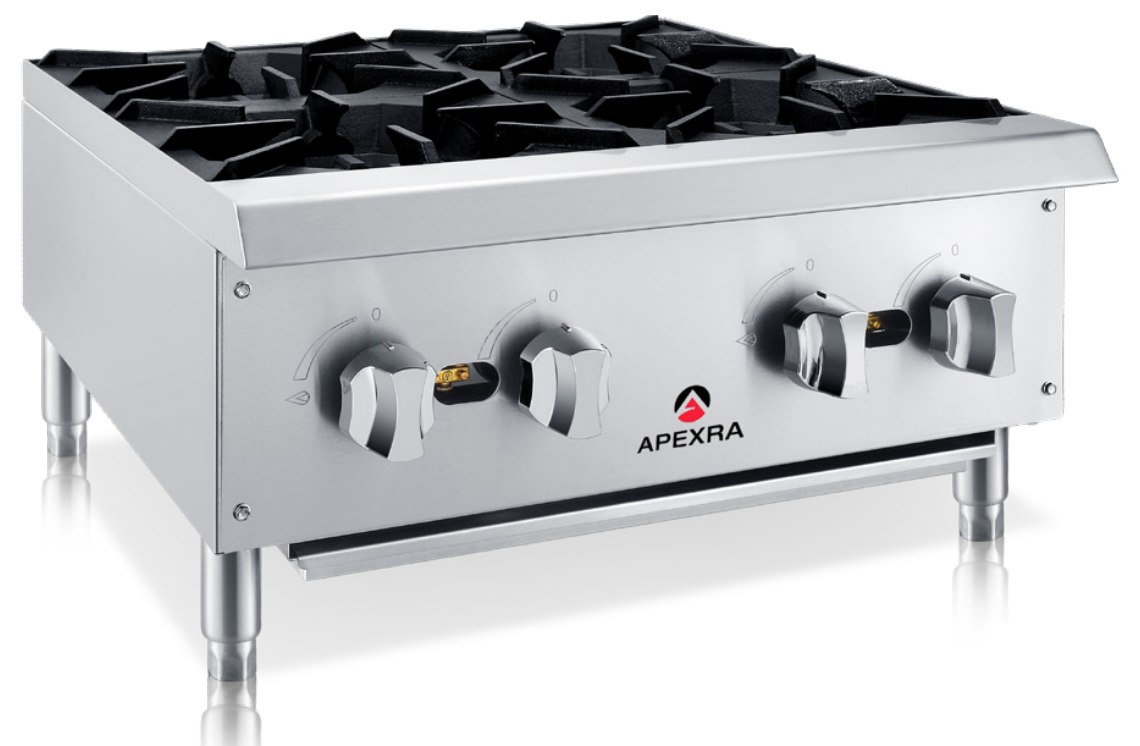 Apexra APHP-24-4NG 4 Burner Hot Plate, 24", 100,000 BTU, Natural Gas ...